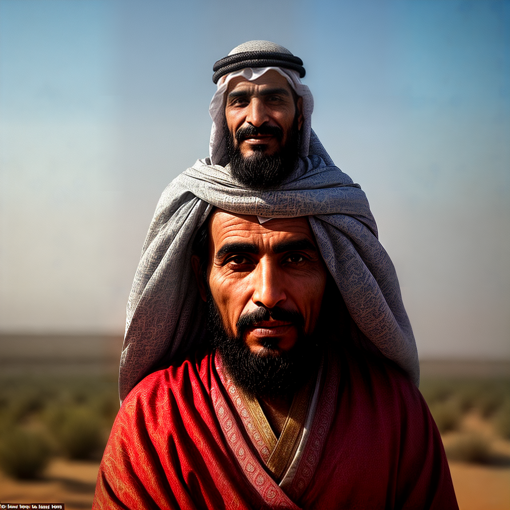 An Arab man of grace and dignity, resembling Ibn Battuta, looks ...