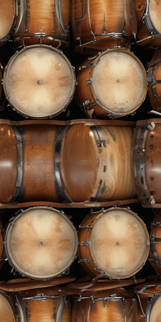 An Array of Beautifully Crafted Wooden Drums Stacked Together Elegantly