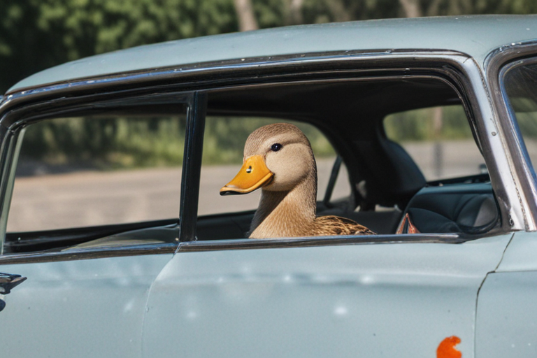 Duck driving a car