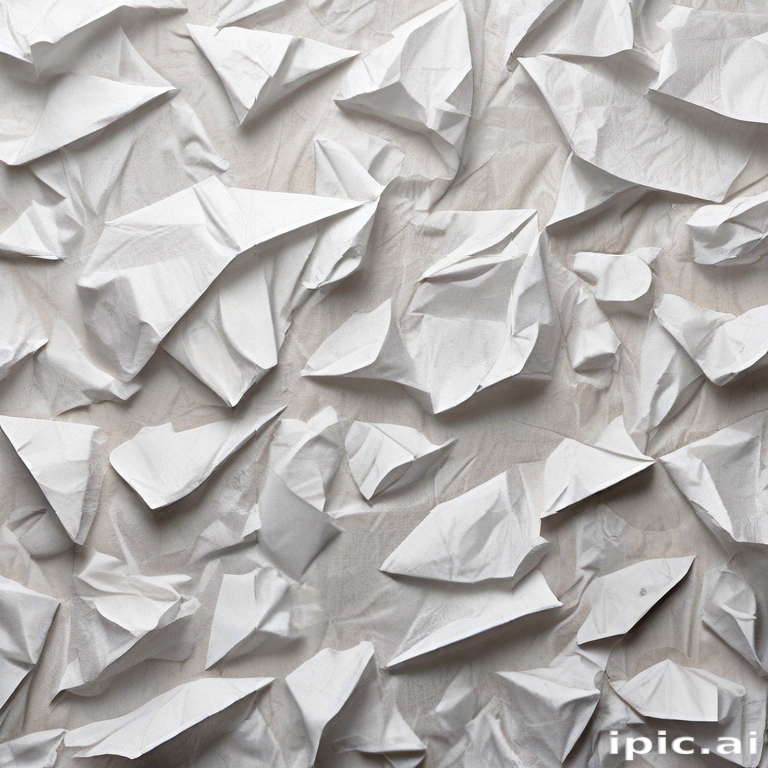 Abstract Composition of Crumpled White Paper Creating Textured Visual ...