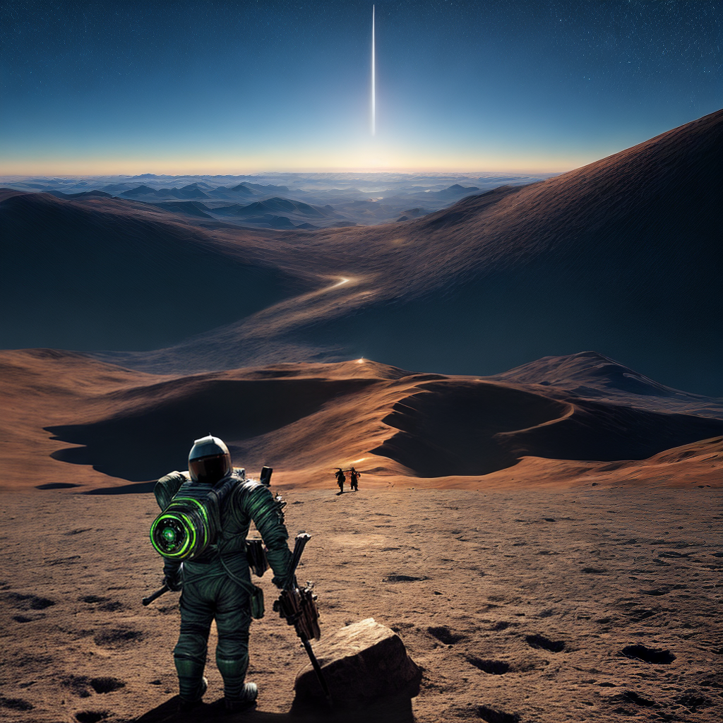 Sward man with katana on moon fighting again buddha