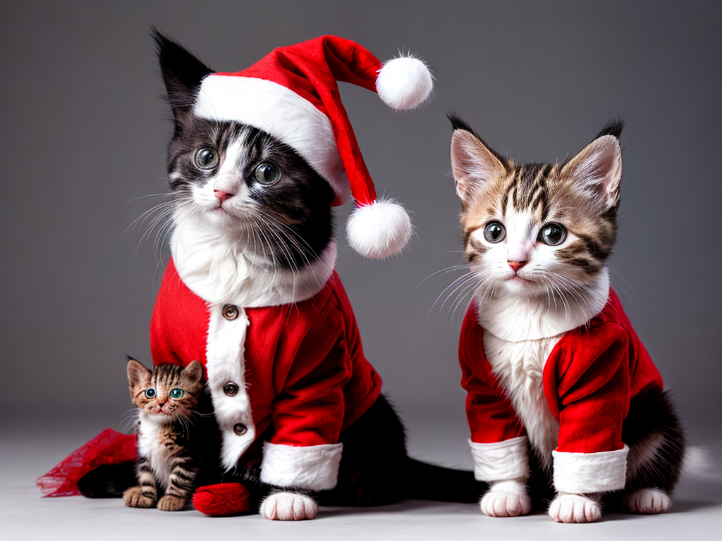 1 Kitten with a Santa hat and jacket