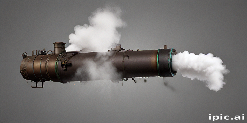 Vintage Steam Engine Model with Billowing White Smoke Against Gray ...