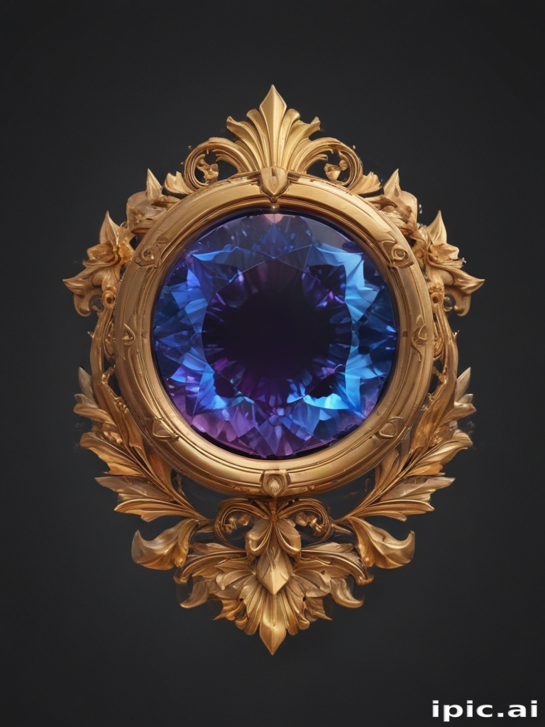 A Stunningly Crafted Golden Frame Surrounding a Large Brilliant Blue ...