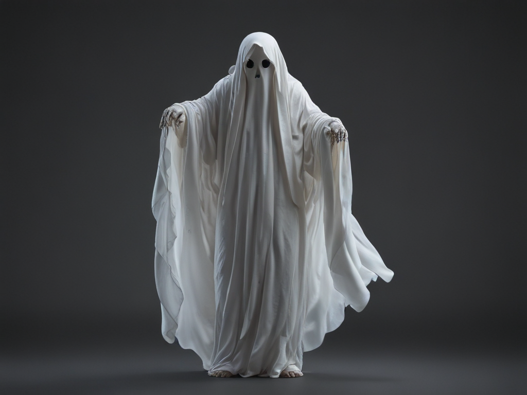 A Mysterious Ghostly Figure Shrouded in White Drapes Emanating Eerie ...