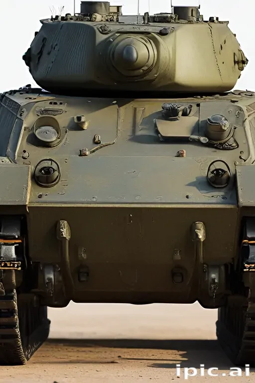 Front View of a Military Tank Showcasing Its Rugged Exterior Design