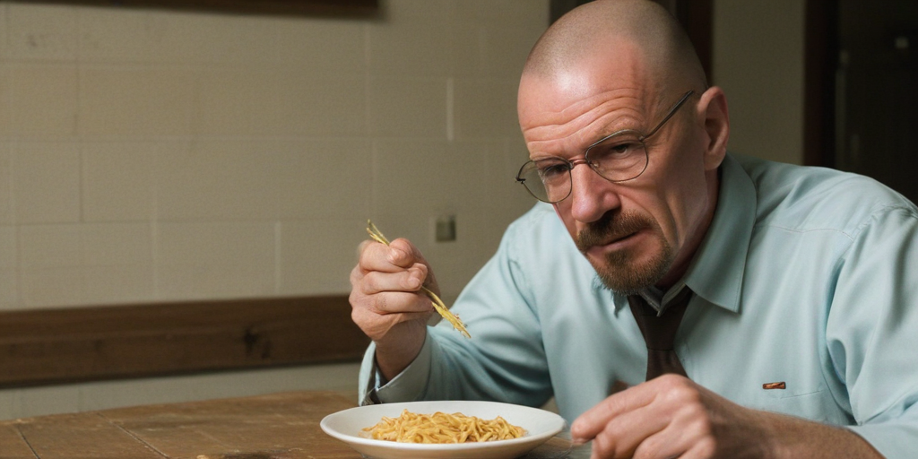 walter white from breaking bad eats spaghetti