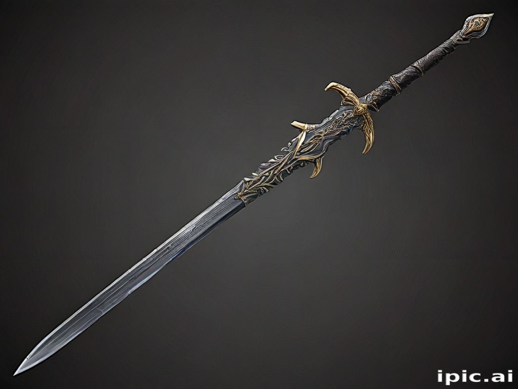 Intricately Designed Fantasy Sword with Elegant Blade and Ornate Hilt