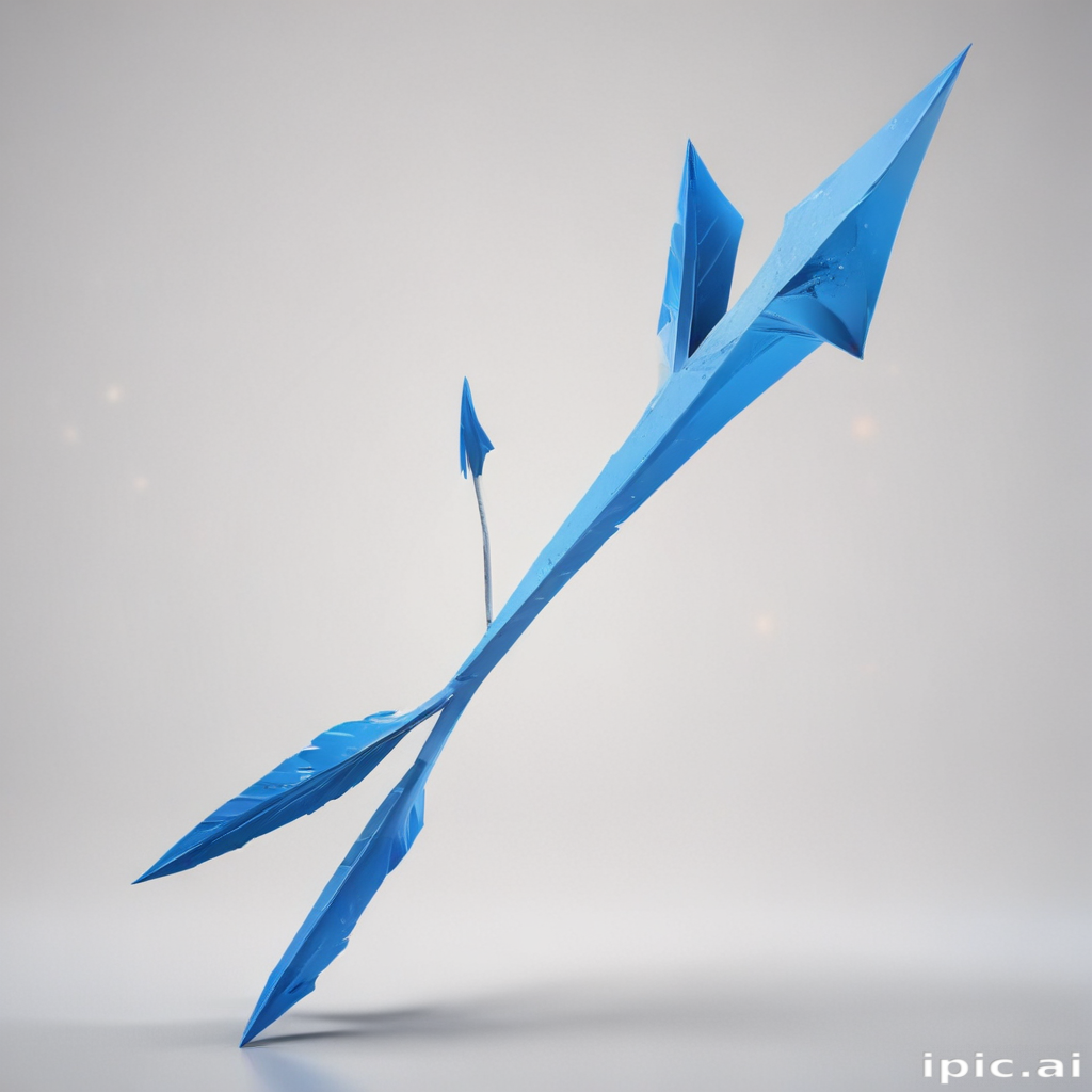 Elegant Blue Origami Arrows with Intricate Leaf Patterns and Design