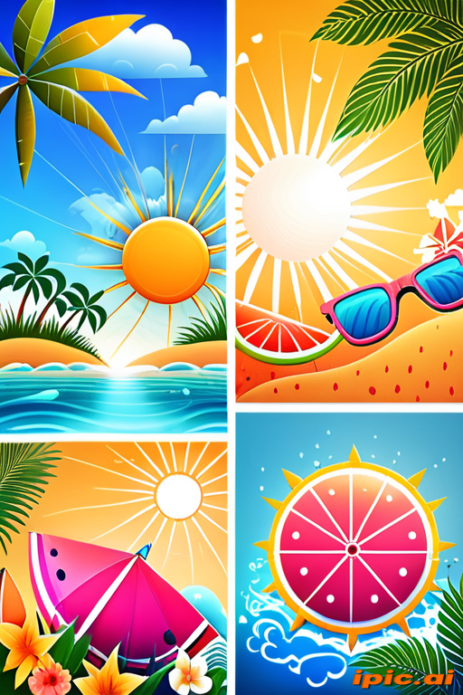 Bright and Colorful Summer Scenes Featuring Sunshine, Beaches, and ...