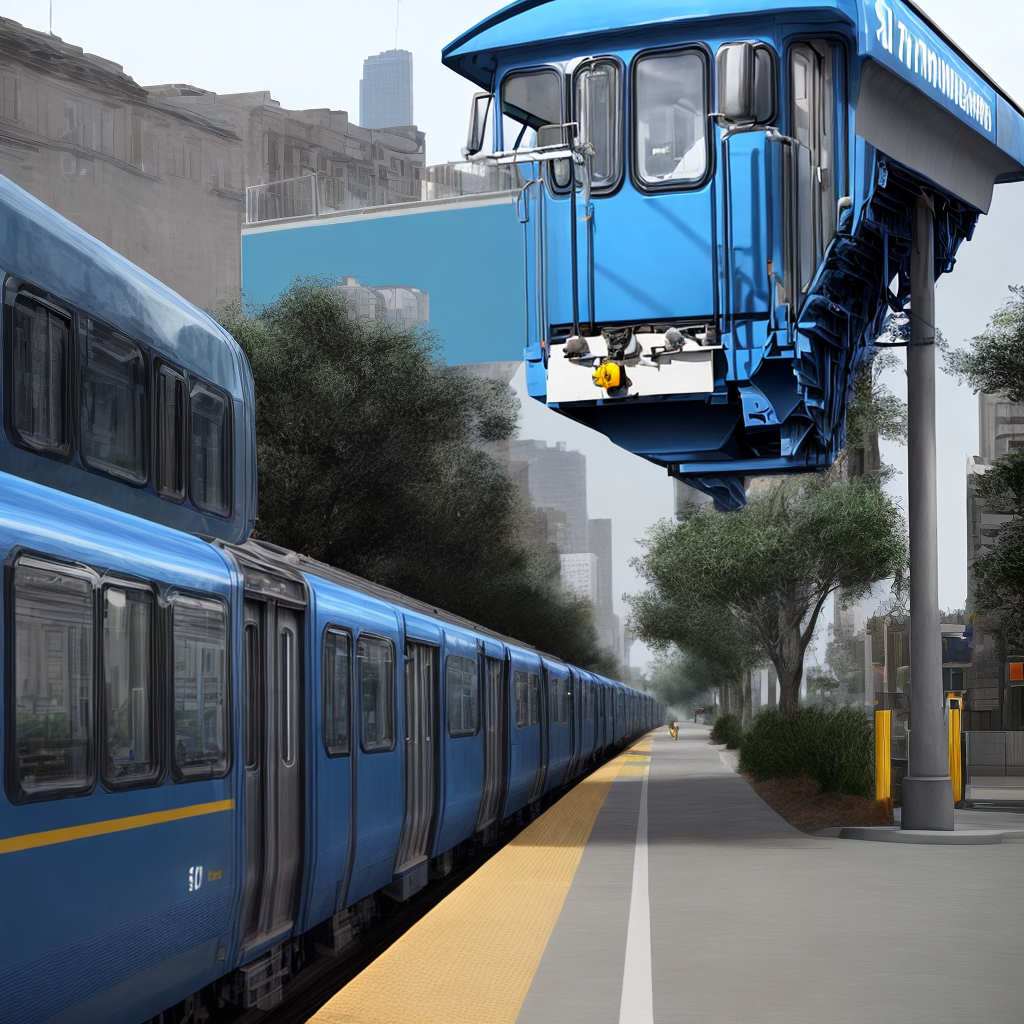 Blue metro train