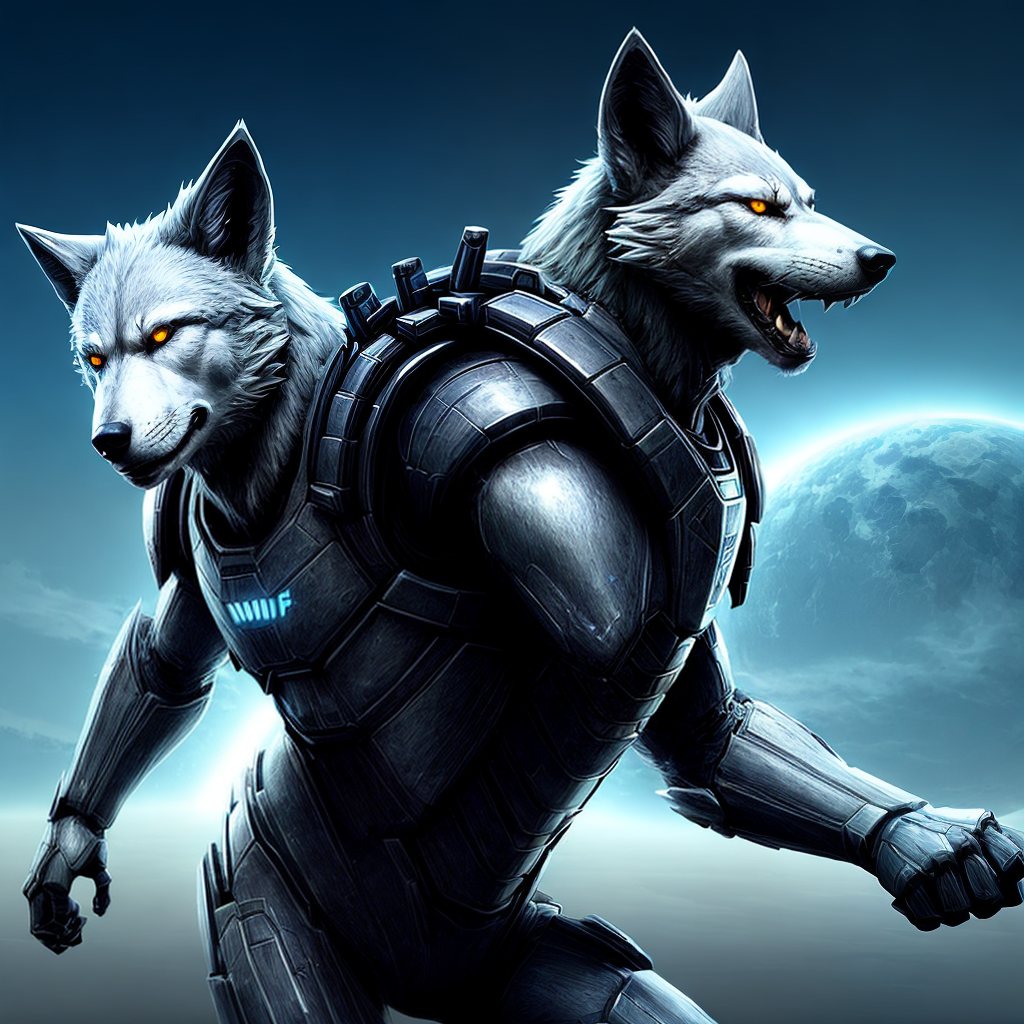 sci-fi, mechanical wolf
