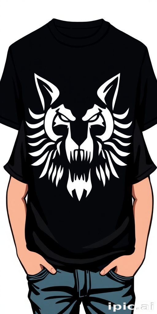 Bold Black T-Shirt Featuring Fierce Wolf Graphic Design for Animal Lovers