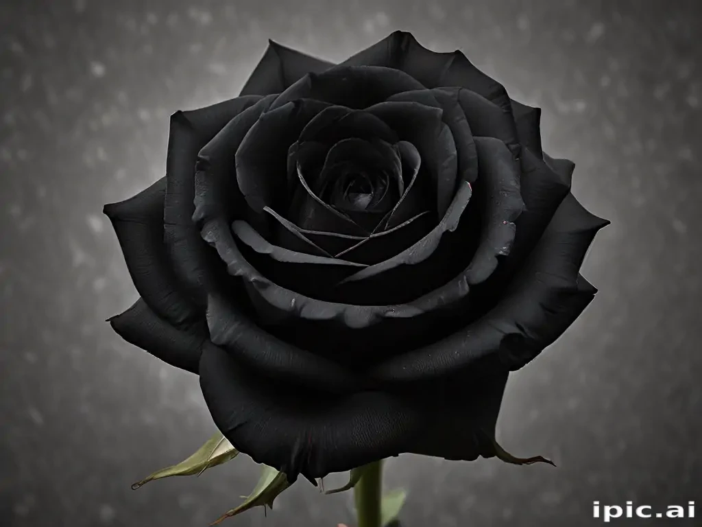 Elegant Black Rose Displaying Intricate Petals Against a Soft Gray ...