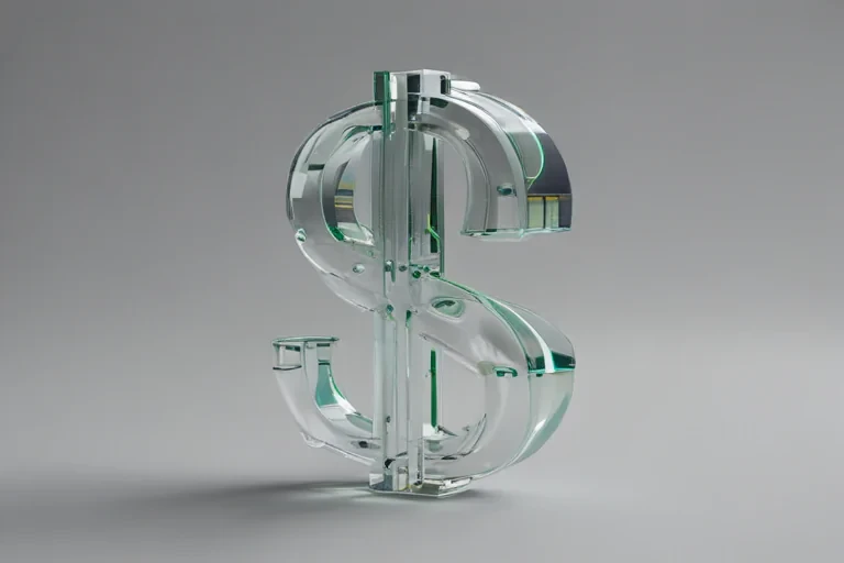 A Stylish and Modern Glass Dollar Sign Symbolizing Wealth and Prosperity.