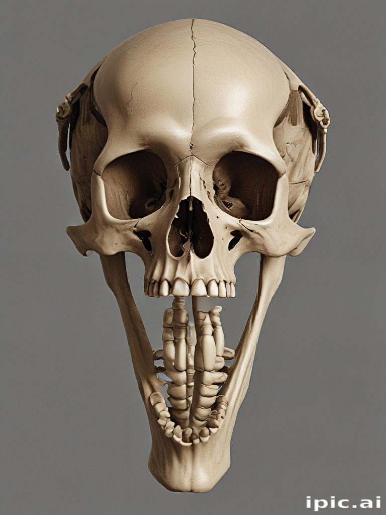 Intricate 3D Model of a Human Skull with Detailed Jaw Structure