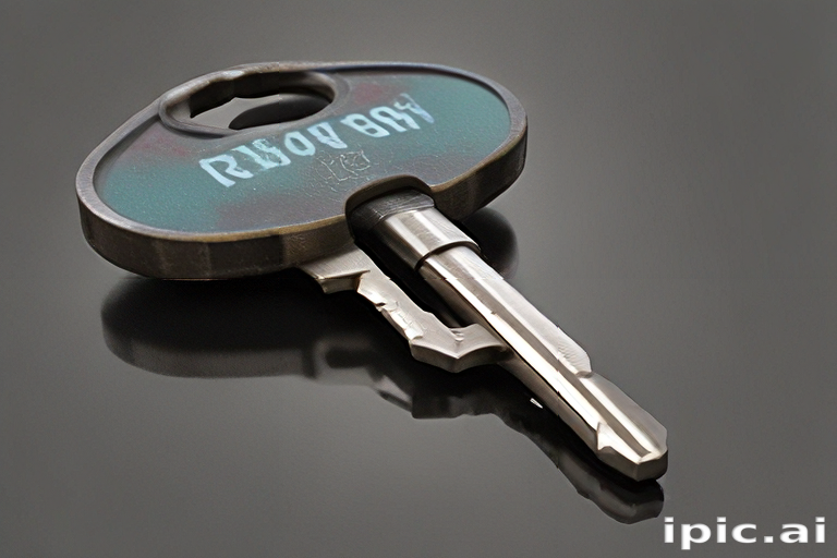 Close-Up of a Unique Key with Intricate Design and Reflection