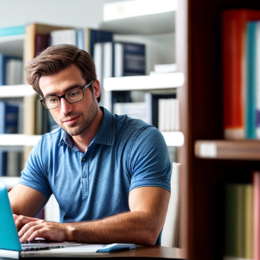 dynamic male librarian working in a modern library