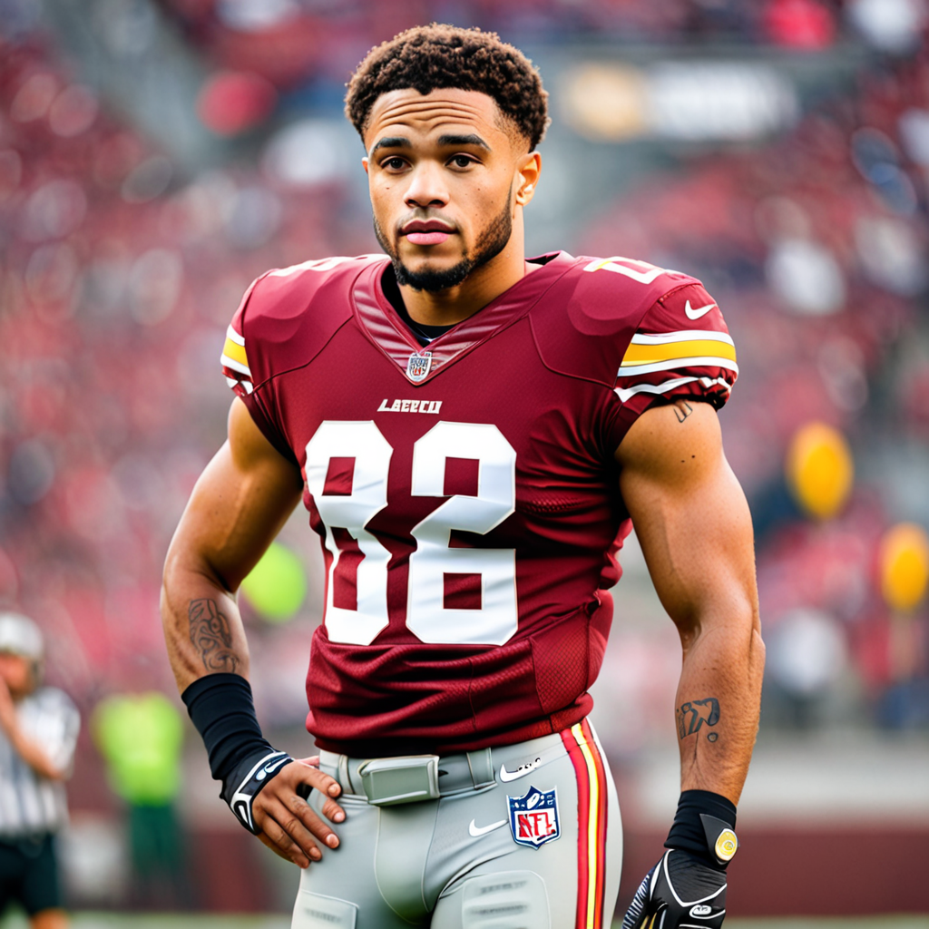 a lightskin man in football gear with no sponsors or words on the ...