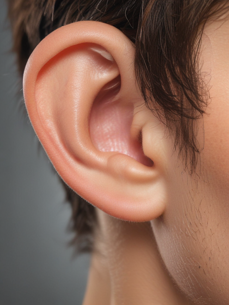 Close-Up View of a Realistic Human Ear with Detailed Features