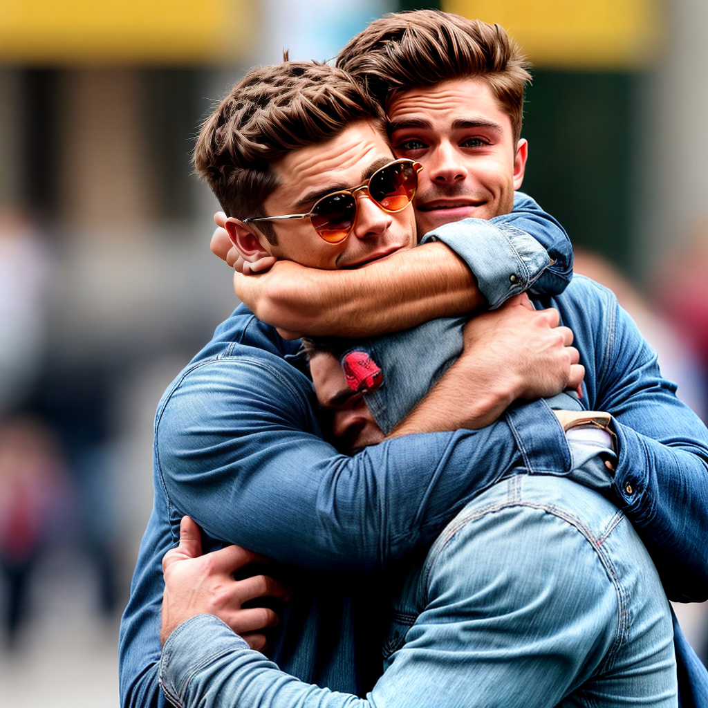 zac efron giving tom holland a hug