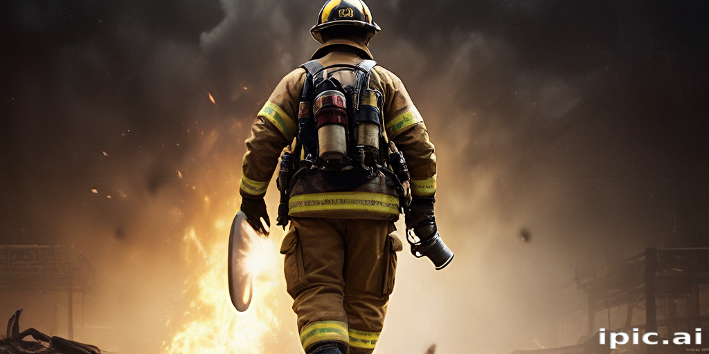 A Brave Firefighter Courageously Approaches a Fiery Blaze to Save Lives