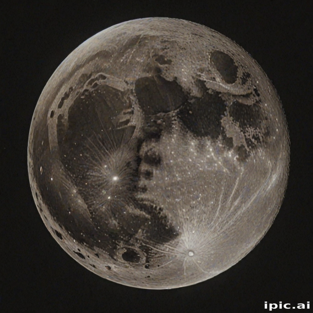 A Stunning Close-Up View of the Moon's Surface and Craters.