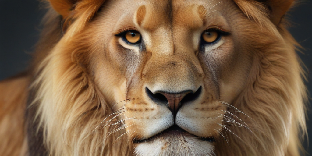 Majestic Close-Up of a Lion Showcasing Its Powerful Gaze and Mane