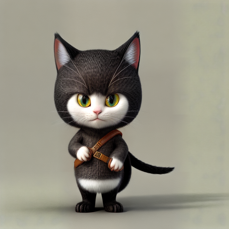 kucing ninja dengan pedang 3d style