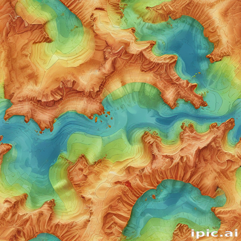 Vibrant Abstract Landscape Featuring Flowing Water and Colorful Terrain ...