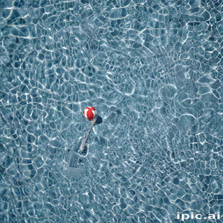 Colorful Beach Ball Floating on the Sparkling Blue Water Surface