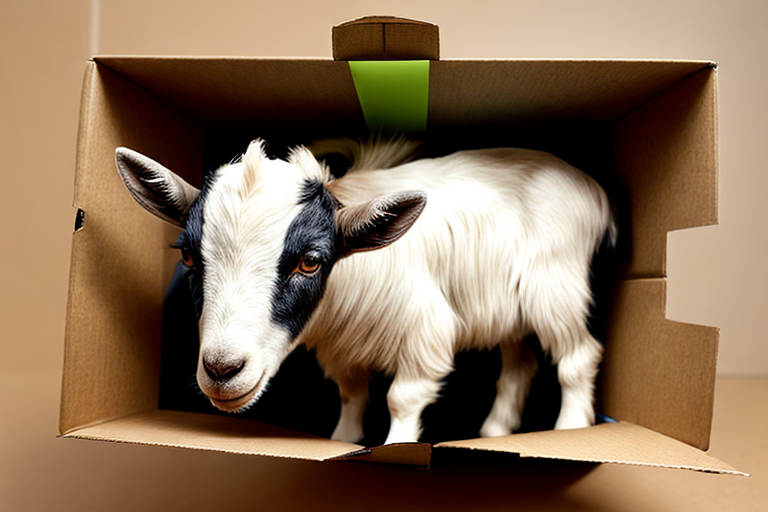 a goat on top of a cardboard box