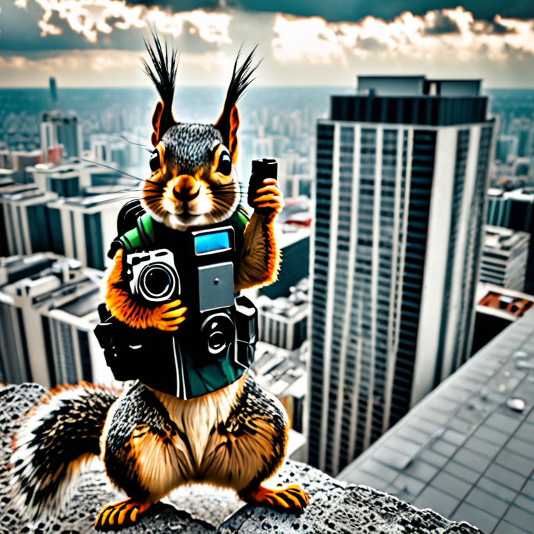 Military squirrel with a camera, stealthy Scary with vest. Tactical ...