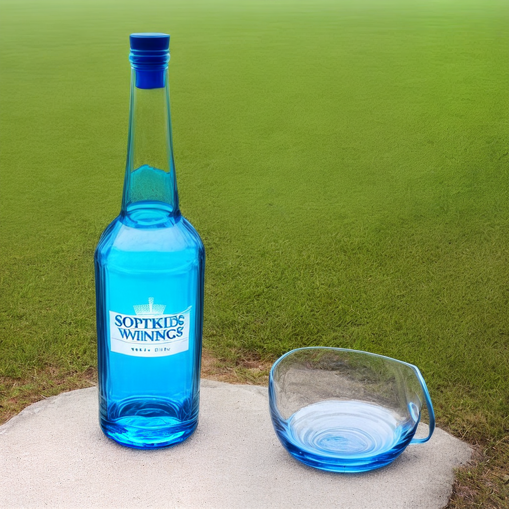 A bottle of vodka is running with open wings