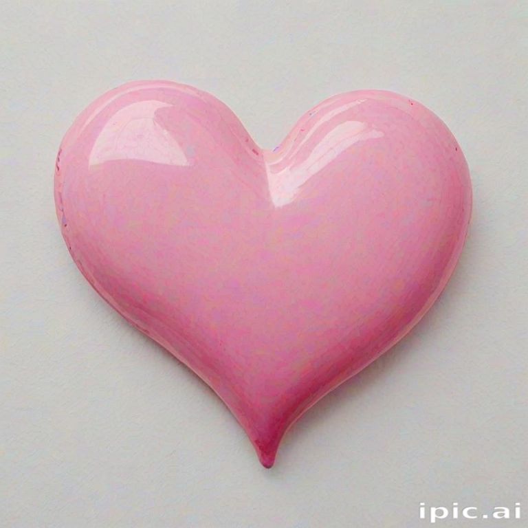 Bright Pink Heart-Shaped Object with a Glossy Finish on White Background