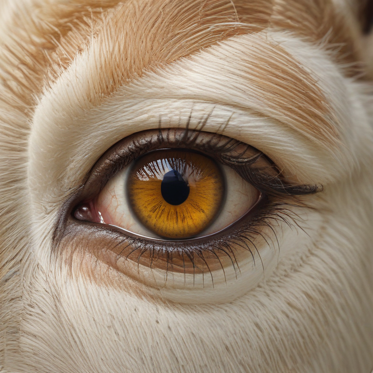 Close-Up View of a Cow's Eye Highlighting Its Unique Features and Colors
