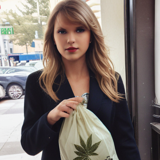 Taylor Swift with a bag of weed