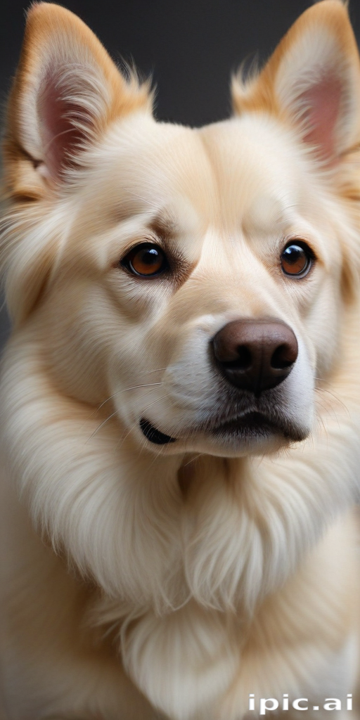 Close-Up Portrait of a Beautiful Cream-Colored Dog with Expressive Eyes