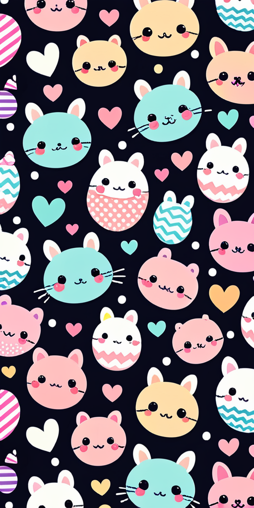 Whimsical Pattern of Cute Pink Frogs and Hearts on Dark Background
