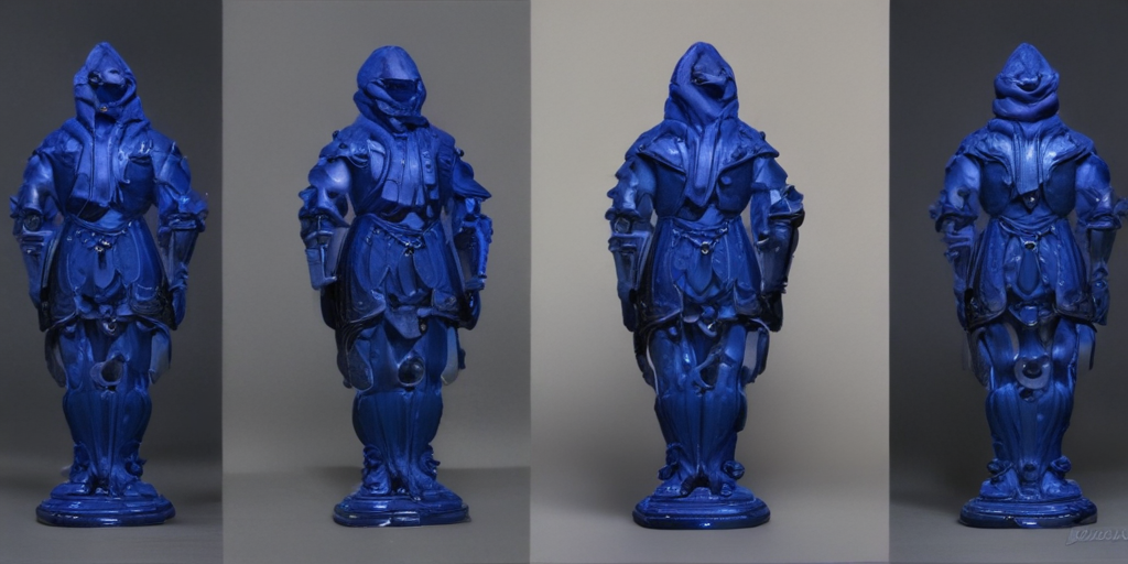 Detailed Blue Figurine Showcasing Intricate Armor and Unique Design ...