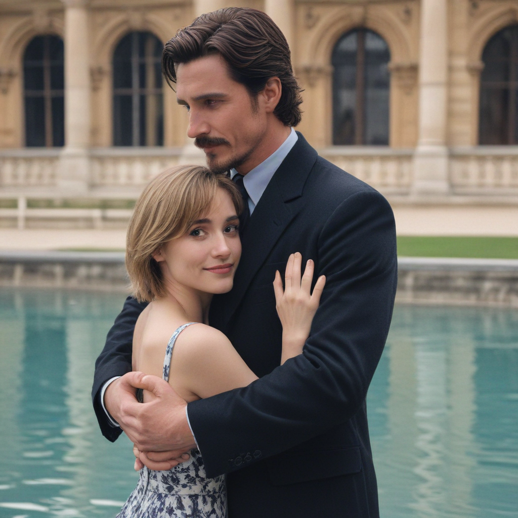 Christian Bale as bruce wayne and Allison mack, hug, touch, wollaton ...