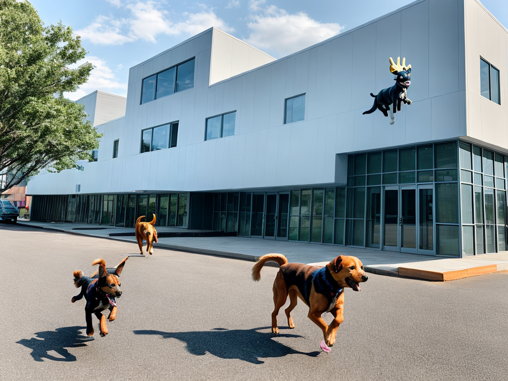 dog running on building