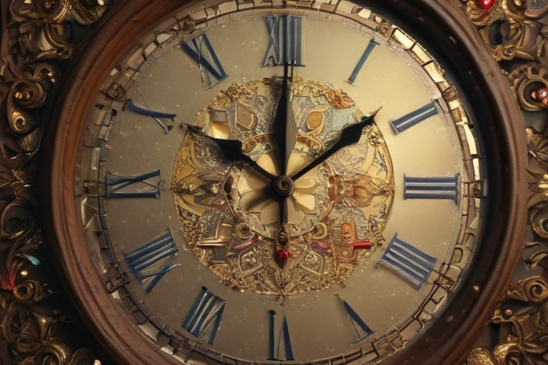 Intricate Vintage Clock with Elaborate Design and Roman Numerals Display