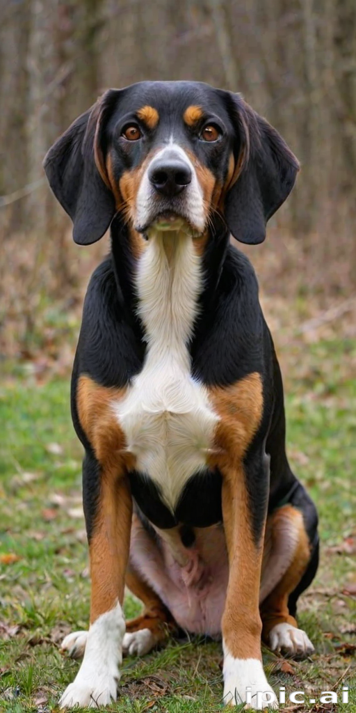Adorable Dog Sitting Proudly in a Lush Green Outdoor Setting