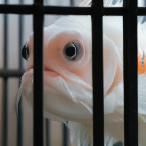 A fish behind prison bars.