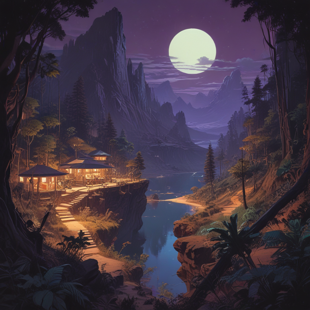 oblagon concepts of syd mead bird´s eye view psychedelia landscape mdnight