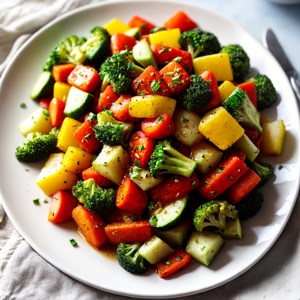 vegetables on a plate, plate with sparse vegetables