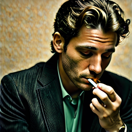Sad man smoking