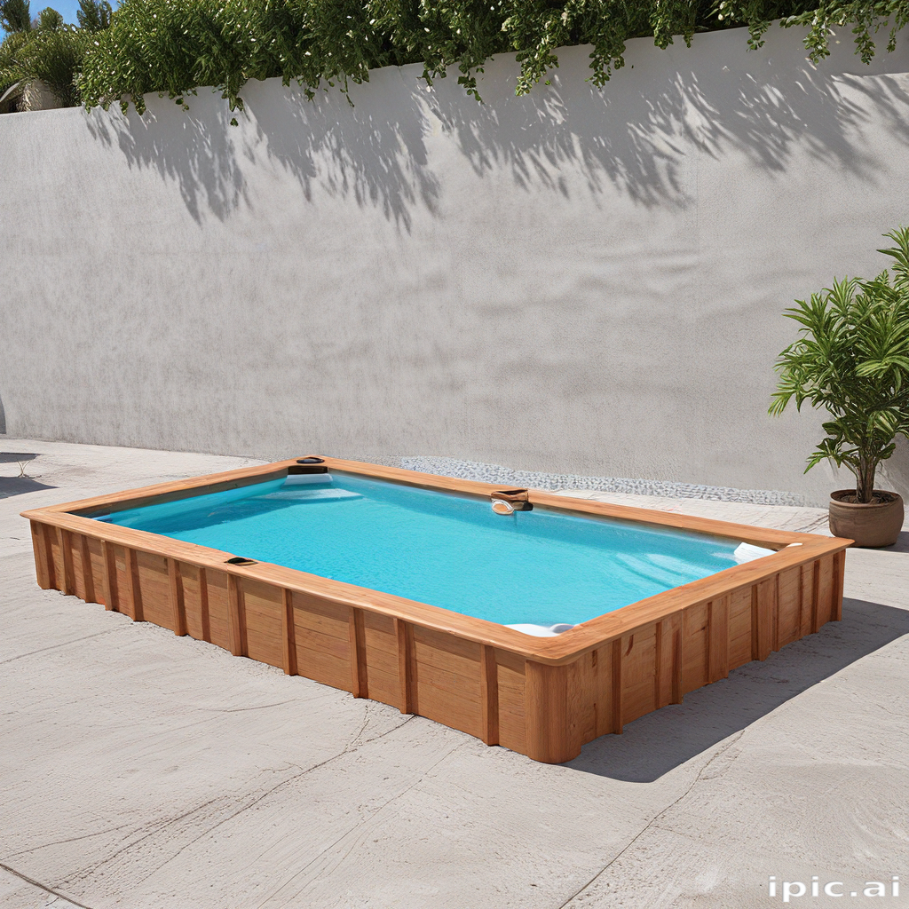Beautiful Wooden Framed Pool Surrounded by Minimalist Outdoor Landscape ...