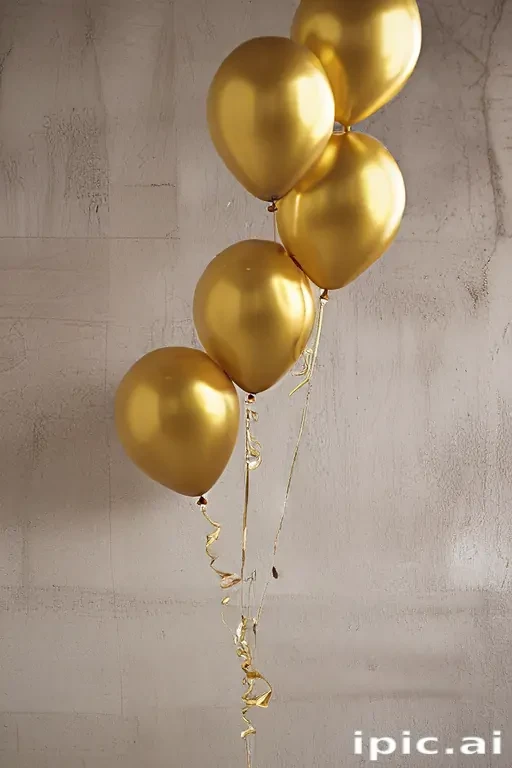 Shiny Golden Balloons Floating Elegantly Against a Simple Background ...